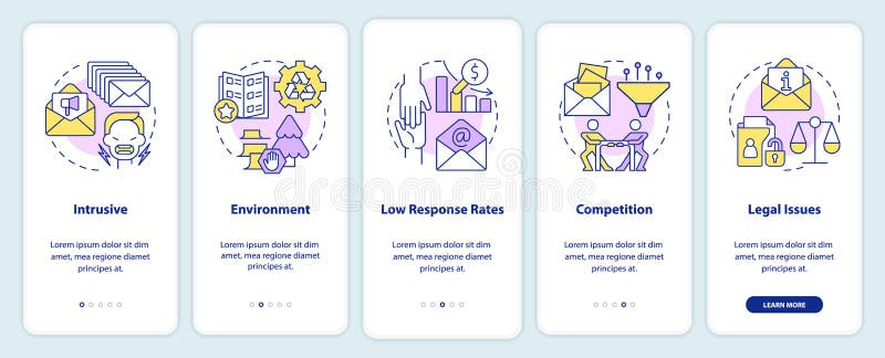 Challenges Of Direct Marketing Onboarding Mobile App Screen Stock Vector Illustration Of