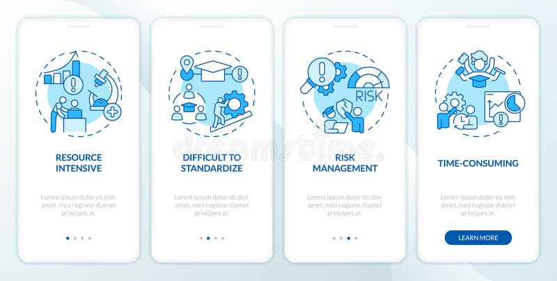 Challenges of Education Blue Onboarding Mobile App Screen Stock Vector ...