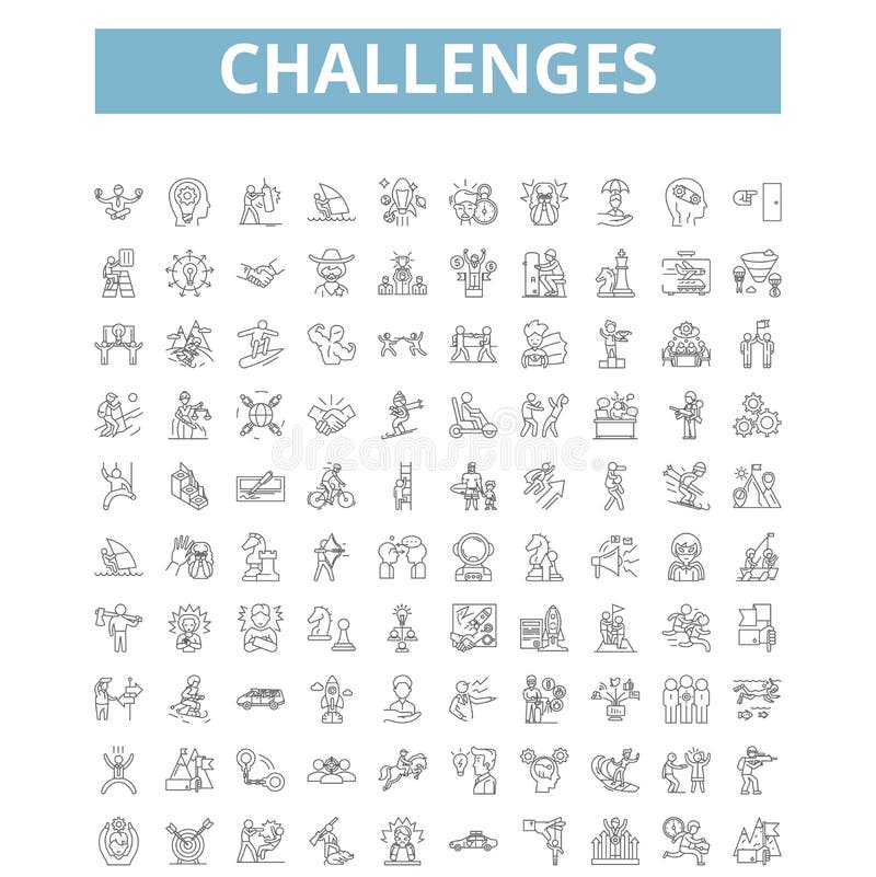 Challenges Icons, Line Symbols, Web Signs, Vector Set, Isolated ...