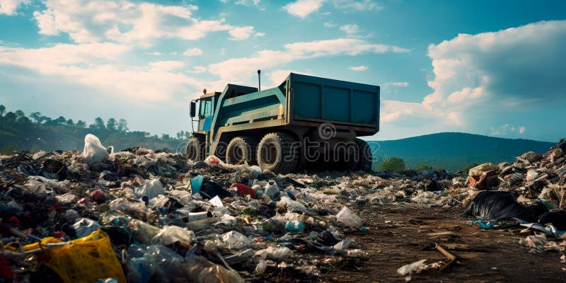 Waste Recycling Center Background with Labeled Containers for Different ...