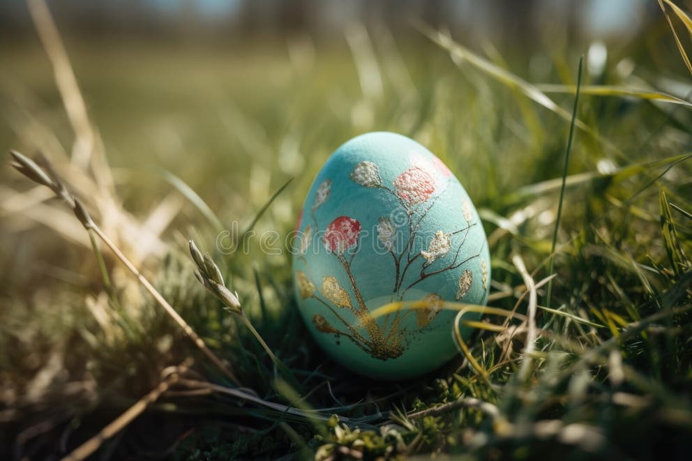 Challenging Easter Egg Hunt with One Hidden Egg in the Grass ...