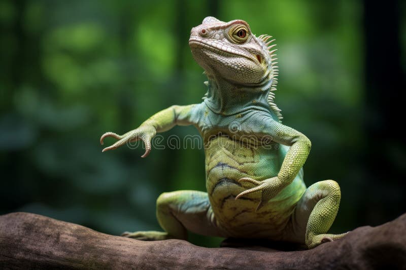 Challenging Lizard Pose Fun. Generate Ai Stock Image - Image of ...