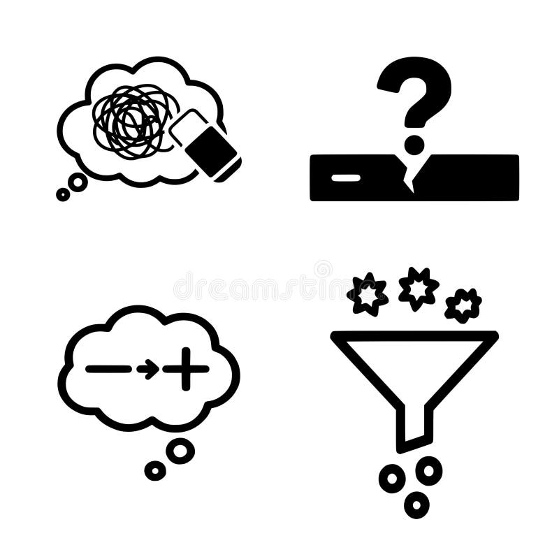 Challenging Negative Thoughts & Cognitive Reframing Icons Stock Image ...