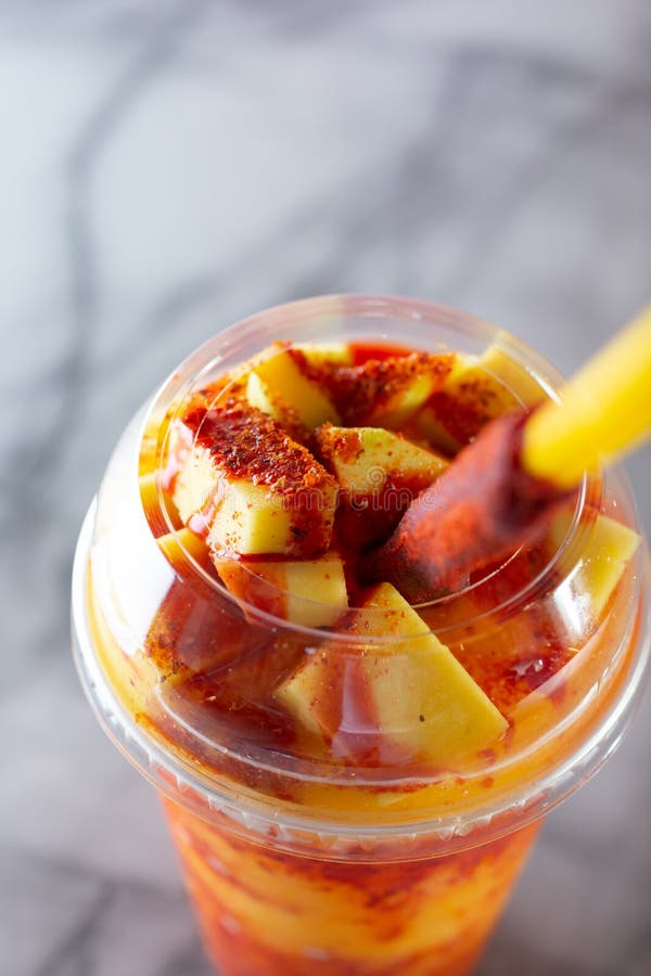 Chamango drink, mangonada stock photo. Image of kitchen - 277539616