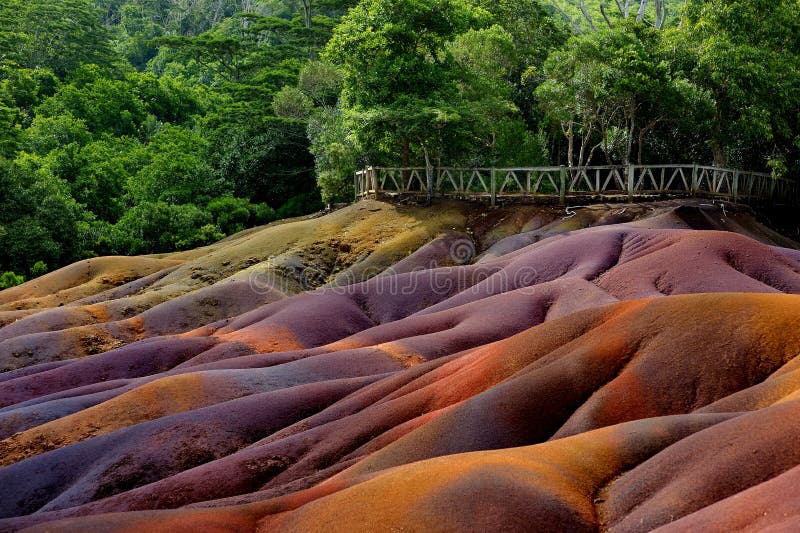 Multi Colored Sand Dunes of Chamarel Stock Image - Image of hillside ...