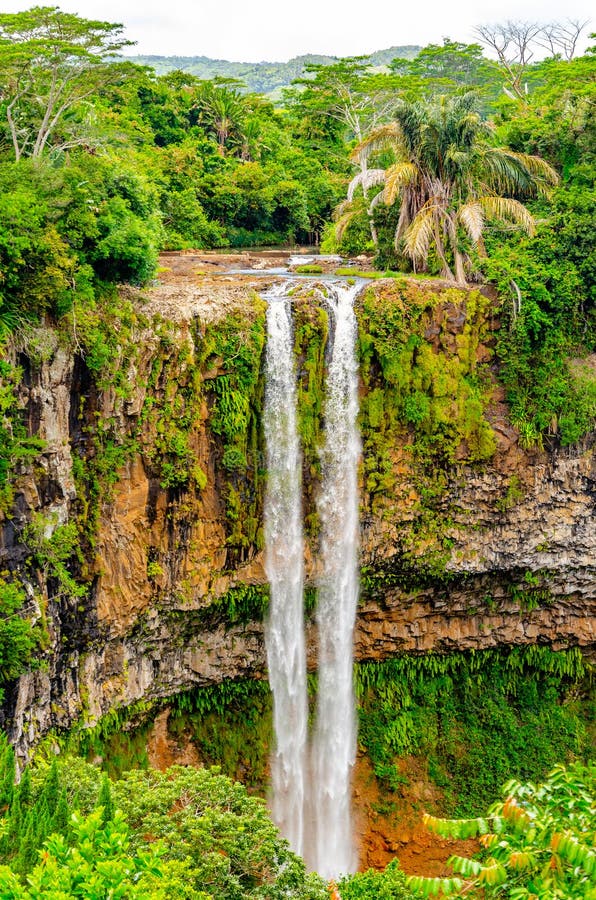 Chamarel Waterfall in Lush Tropical Greenery of Mauritius, Indian Ocean ...