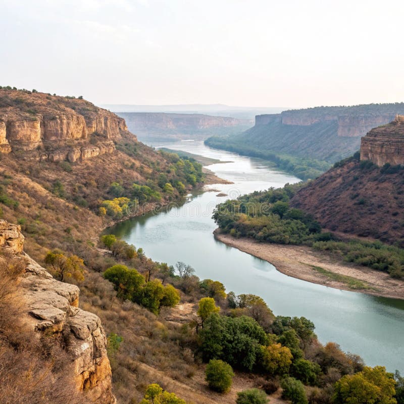 Chambal Valley Indian Illustration Isolated on White Background Stock ...
