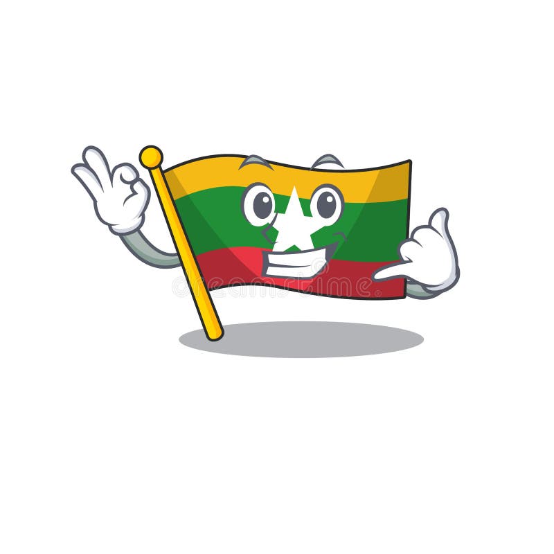 Chame-me De Bandeira Mianmar Dobrada Na Gaveta De Caracteres Ilustração ... Chame-me De Bandeira Mianmar Dobrada Na Gaveta De Caracteres Ilustração ...