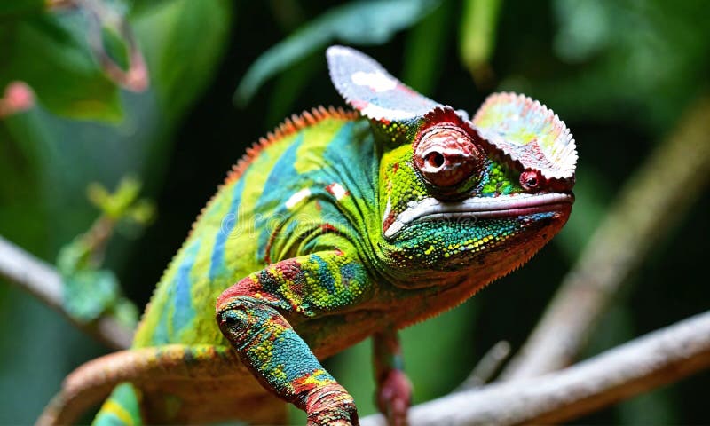 Chameleon on a Branch. Chameleon on a Tree Lizard, Chameleon, Reptile ...
