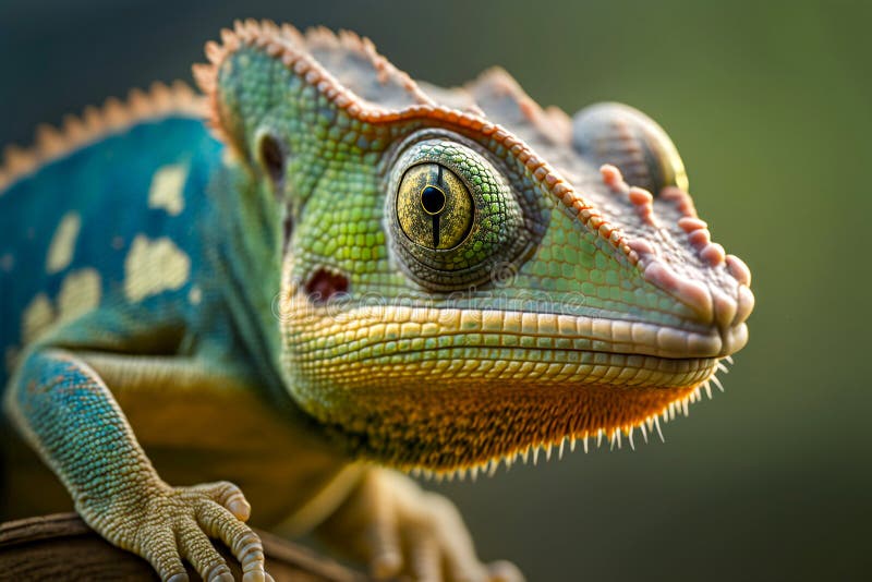Chameleon closeup view stock illustration. Illustration of exotic ...