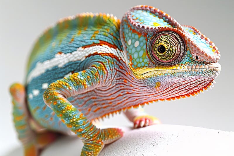 Chameleon, Colorful Chameleons Isolated on White Background Photo ...