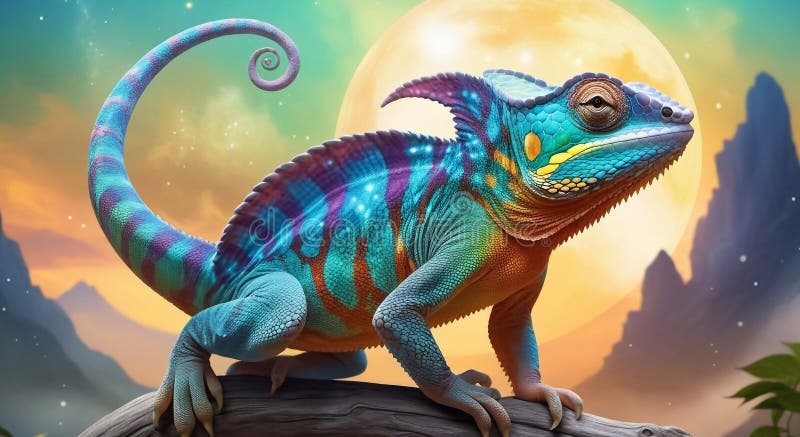 Chameleon, Lizard Head, Cute Chameleon Sitting on a Branch Stock ...