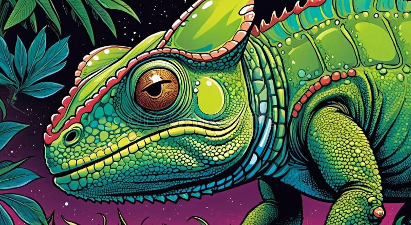 Chameleon, Lizard Head, Cute Chameleon Sitting on a Branch Stock ...