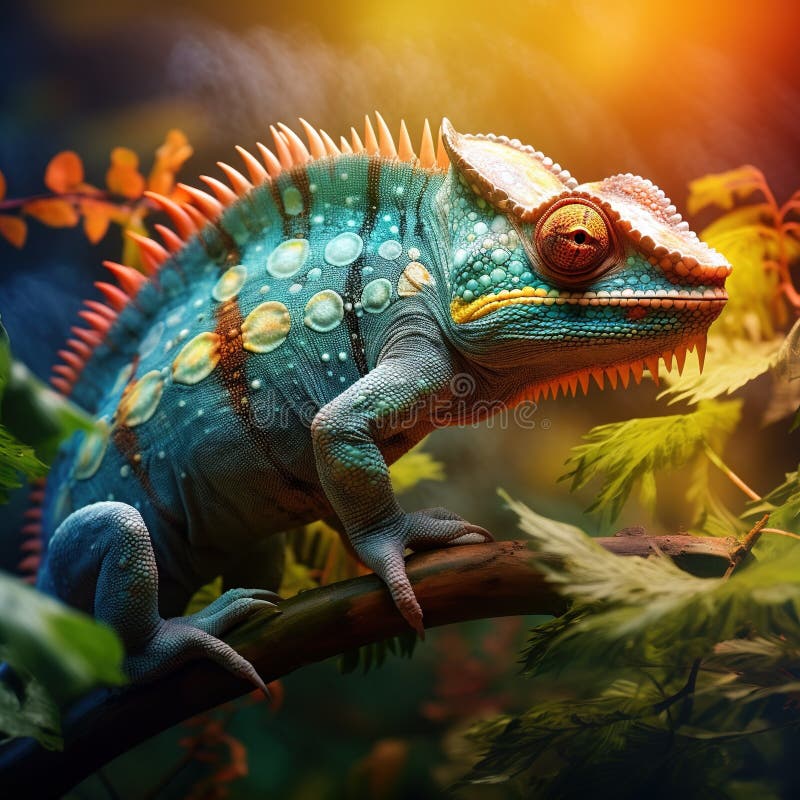 Ai Generated Illustration Wildlife Concept of Chameleon Stock Illustration - Illustration of ...