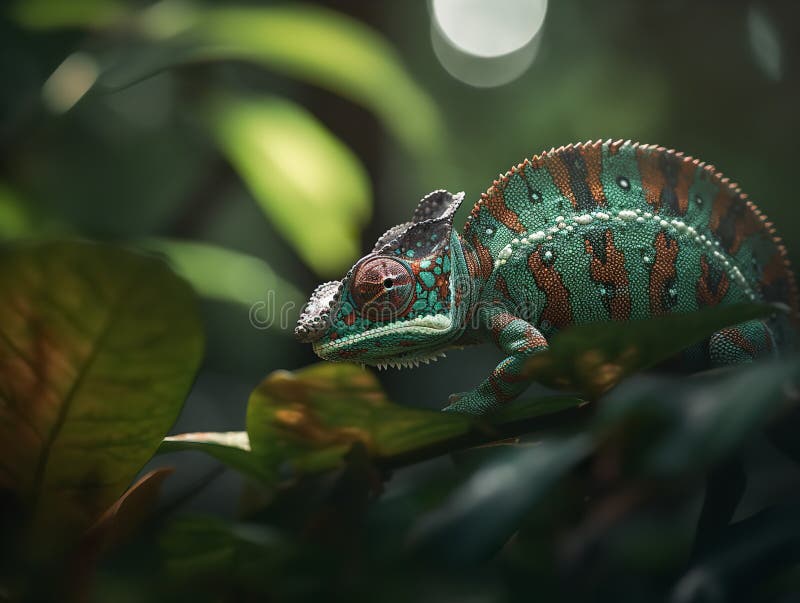 Chameleon S Dance: a Symphony of Colors in the Rainforest Stock ...