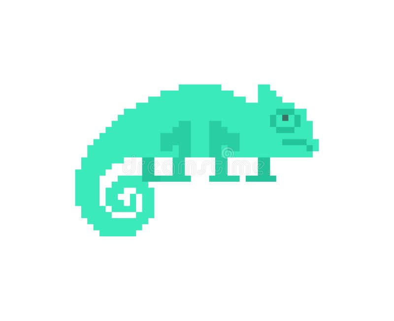 Chameleon Pixel Art. 8 Bit Cartoon Reptile Icon Stock Vector ...