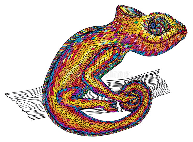 Chameleon. Profile Lizard. Rainbow Color Stock Illustration ...