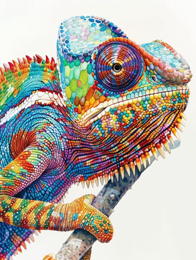 A Chameleon Sitting High Up on a Tree Branch, Enjoying the View Stock ...