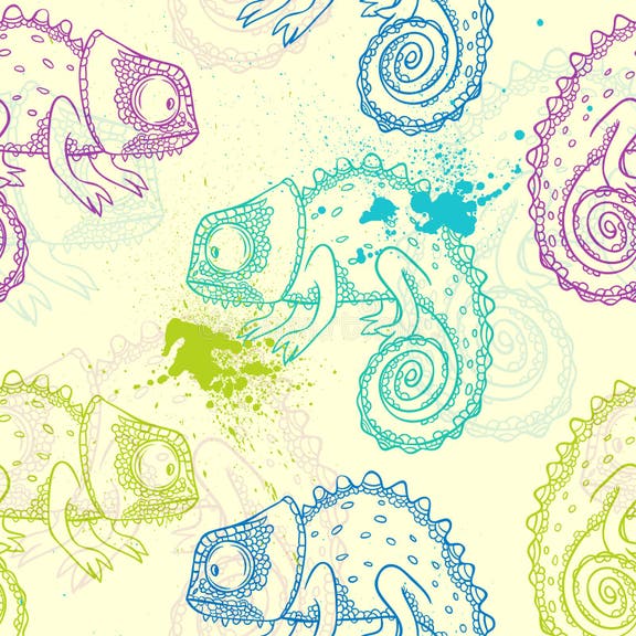 Chameleon. Vector Seamless Pattern Stock Vector - Illustration of ...