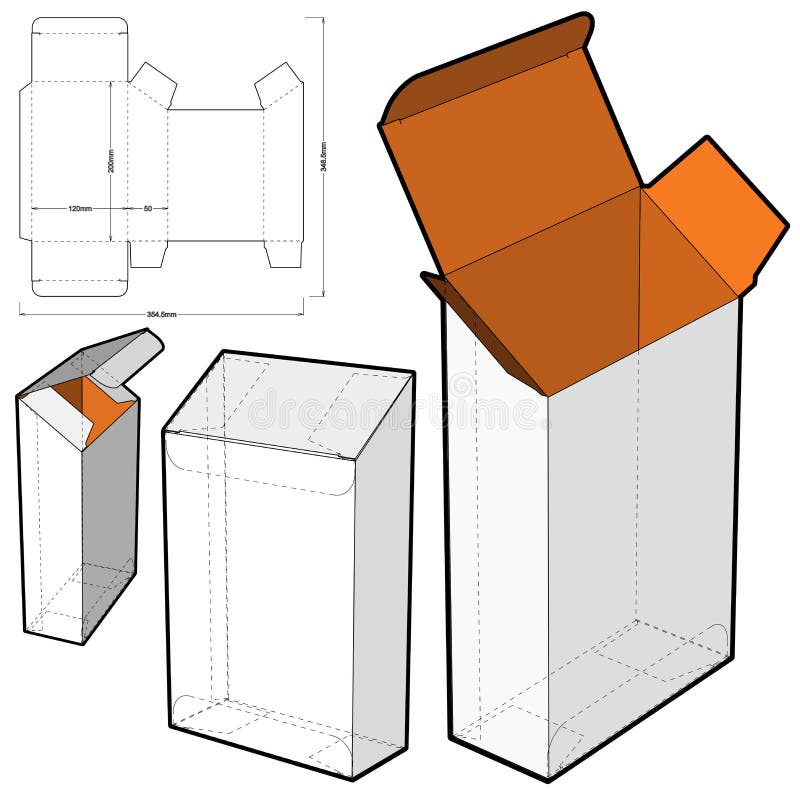 Chamfered Box Internal Measurement 12x5x20 Cm and Die-cut Pattern ...
