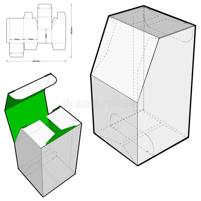 Chamfered Box Internal Measurement 70x70x70 Cm and Die-cut Pattern ...