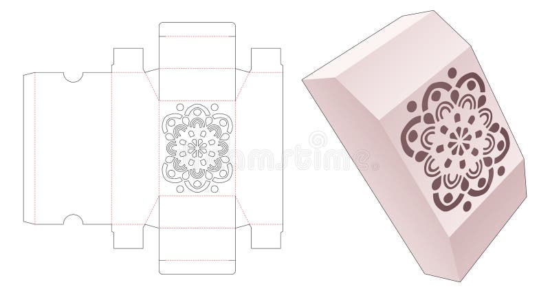 Chamfered Box with Mandala Stencil Die Cut Template Stock Vector ...