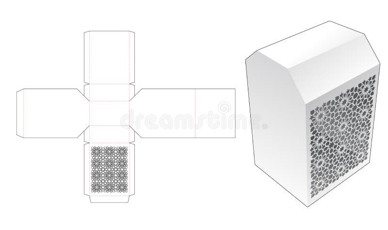 Chamfered Box with Stenciled Arabic Pattern Die Cut Template and 3D ...