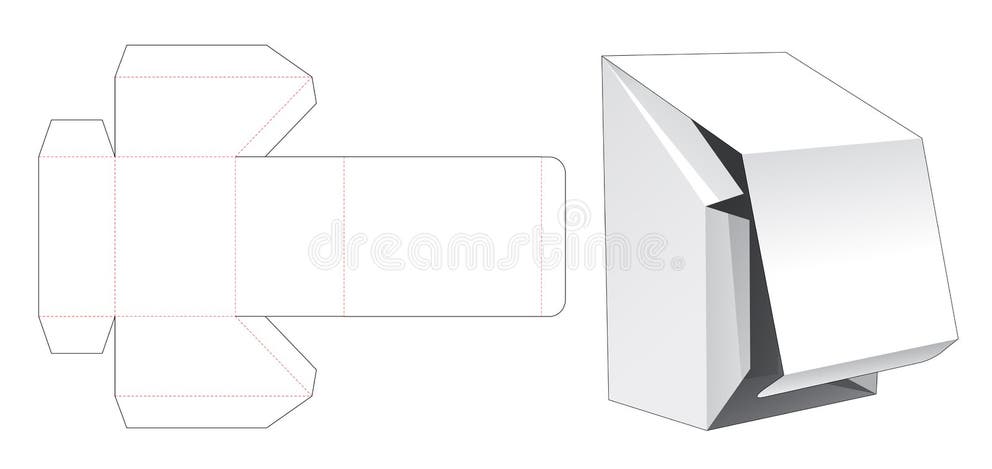Chamfered Flip Box with Bottom Opening Point Die Cut Template Stock ...