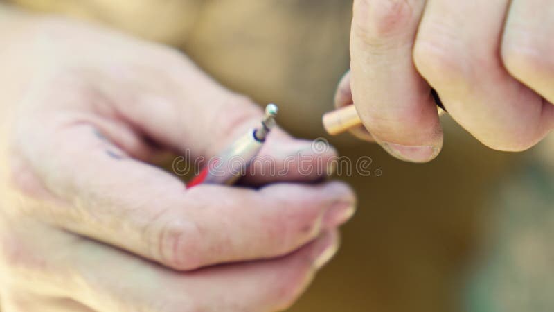 Chamfering of Copper Pipe. Process of Removing Pointed Edge at End of ...