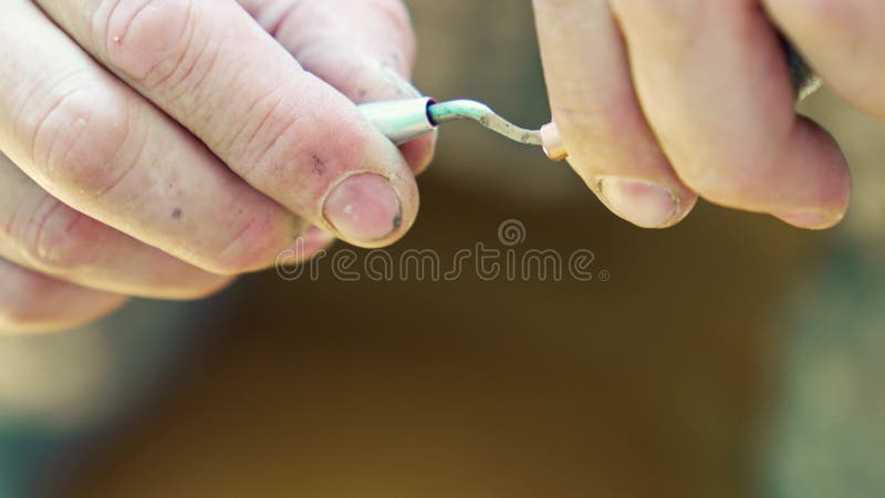 Chamfering of Copper Pipe. Process of Removing Pointed Edge at End of ...