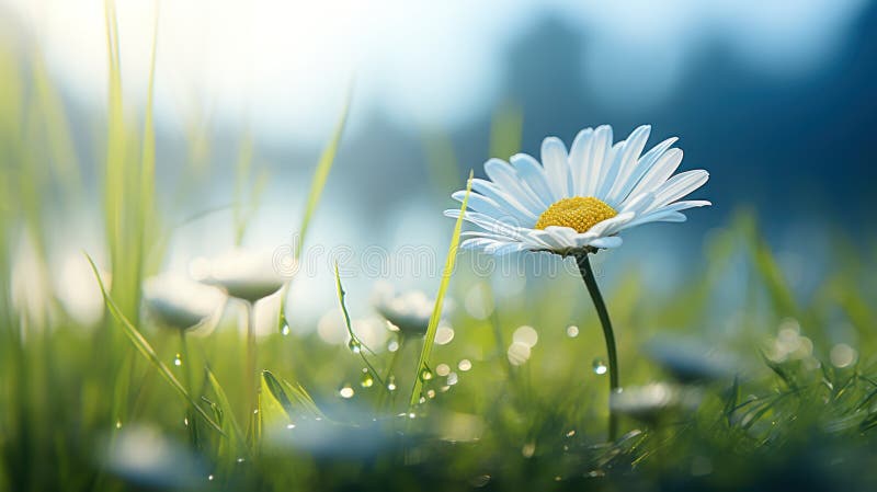 Chamomile Flower with Dew Drops in the Sun Stock Image - Image of bloom ...