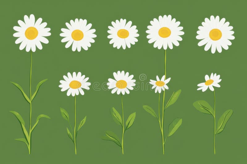 Chamomile Flowers at Various Growth Stages, Showcasing the Visual ...