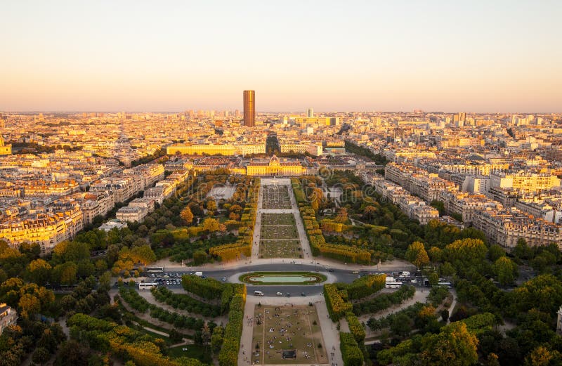 Champ De Mars As Seen from the Eiffel Tower Stock Photo - Image of ...