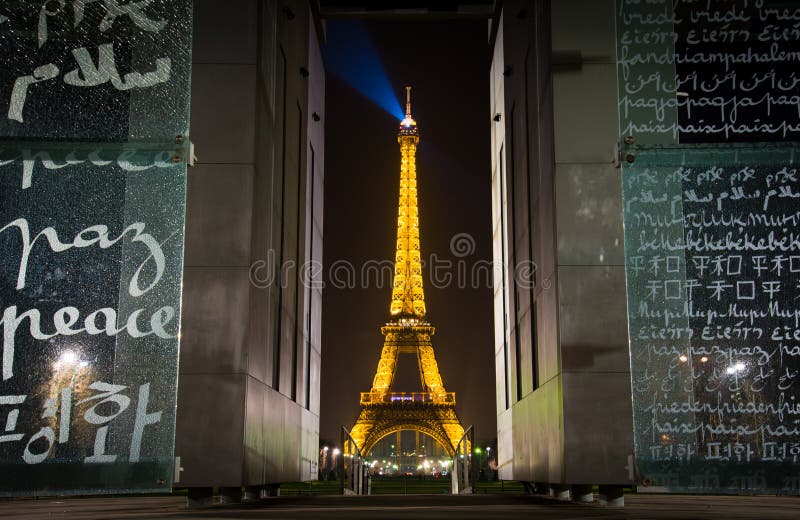 Champ De Mars Peace Monument and Eiffel Tower Editorial Photography ...