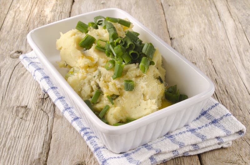 Champ, Traditional Dish of Mashed Potatoes Stock Image - Image of bowl ...