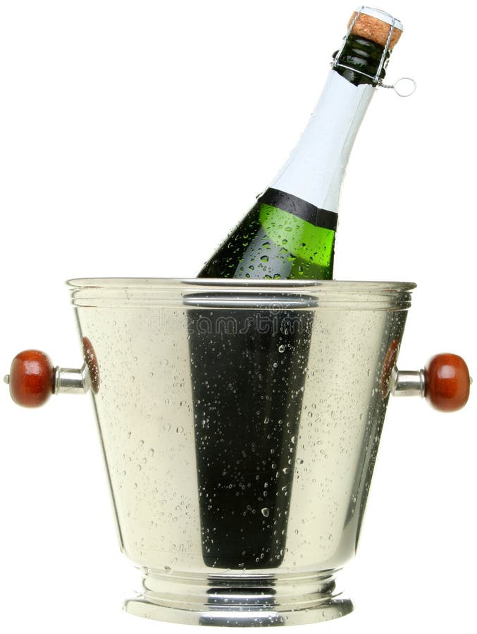 Champagne Bottle in an Ice Bucket Stock Photo - Image of beverage ...
