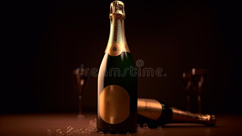 Champagne Bottle or Champaign Champaign. Generative AI Stock ...