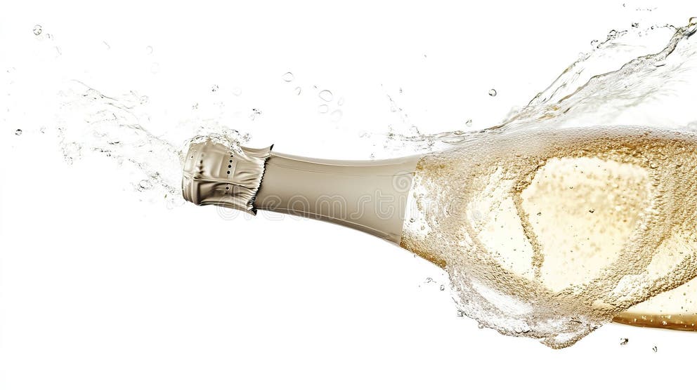 A Champagne Bottle with Exploding Foam and Foamy Bubbles Rising High ...