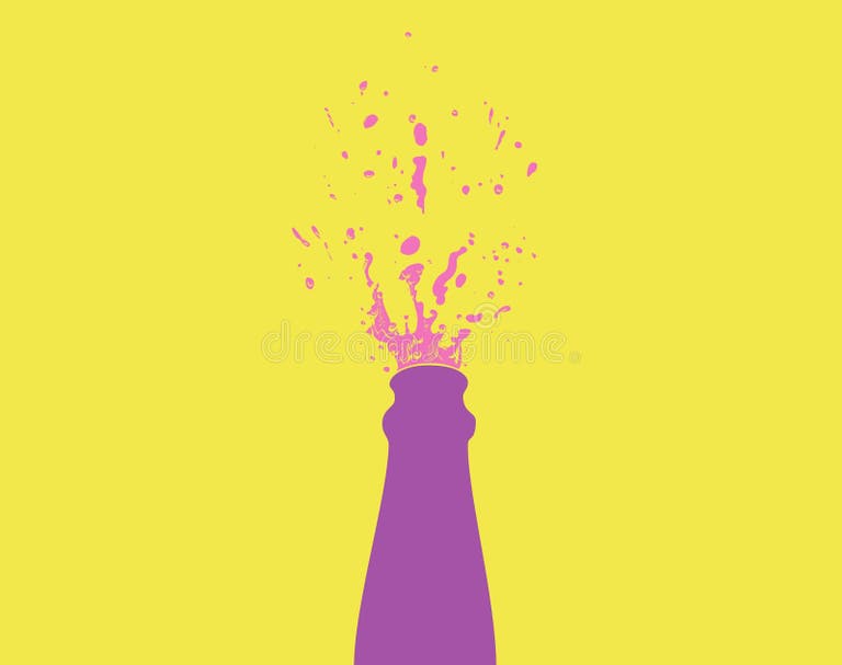 Champagne Bottle Explosion with Splashes. Hen Party Stock Vector - Illustration of drink ...