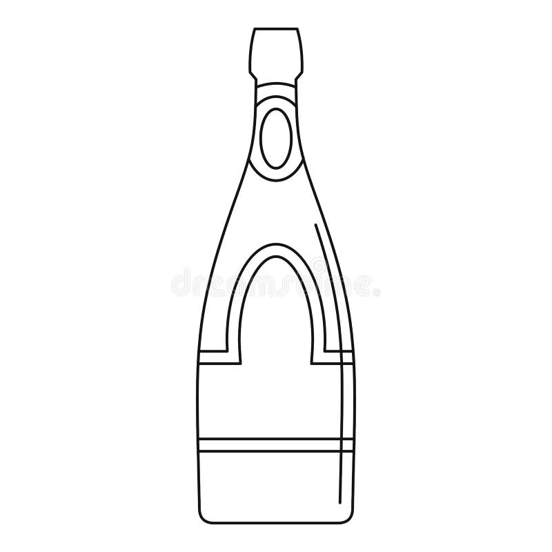 Champagne Bottle Icon, Outline Style Stock Vector - Illustration of ...