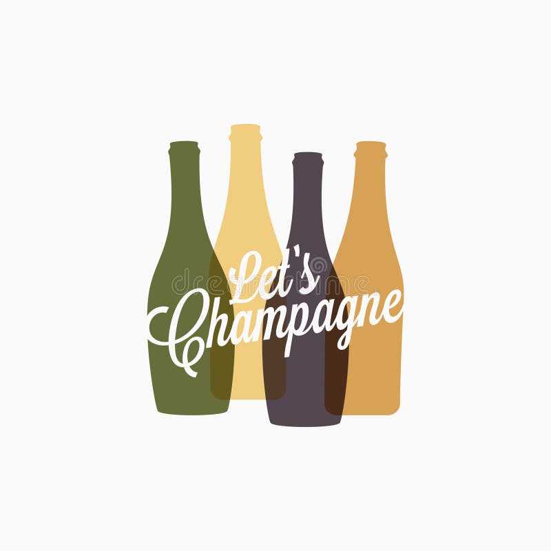 Champagne Bottle Logo. Champagne Color Banner Icon Editorial ...