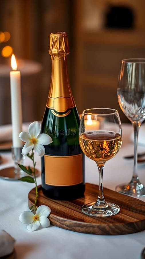 Champagne Bottle Mockup Design on Table Stock Illustration ...