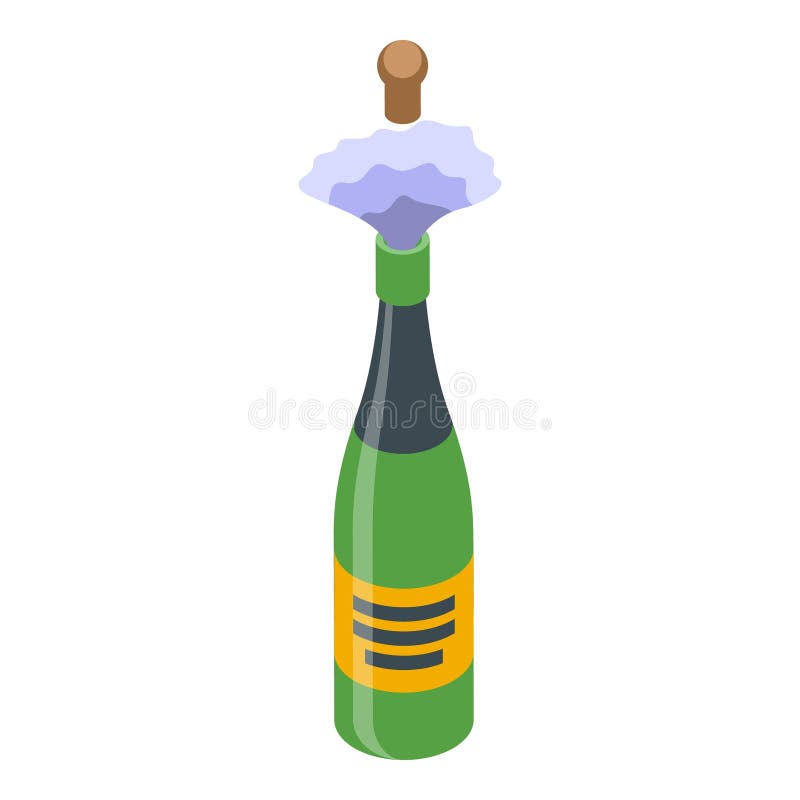 Champagne Bottle Popping Cork with Exploding Wine Foam Stock Vector ...