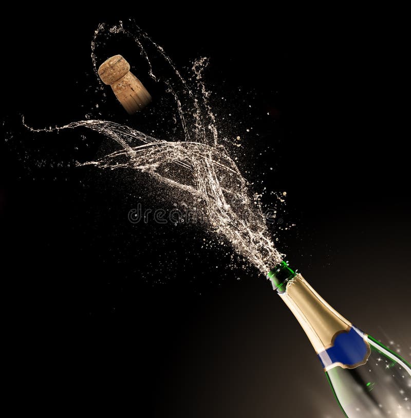 Champagne Bottle with Splash Stock Photo - Image of celebrate ...