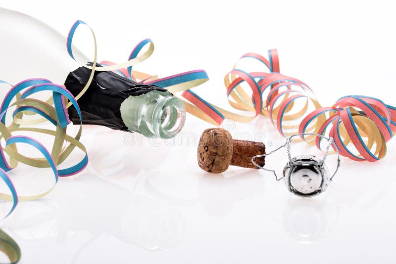 Champagne Bottle with Streamers Stock Photo - Image of fixed ...