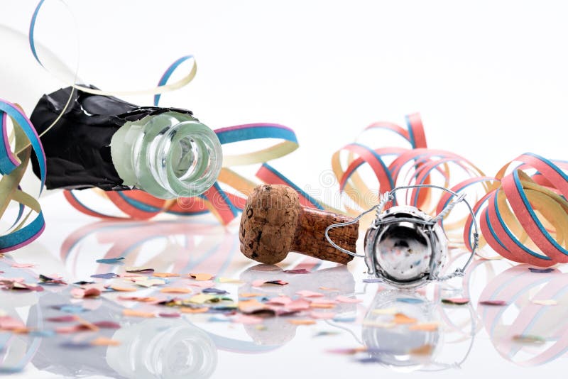 Champagne Bottle with Streamers Stock Image - Image of decorate ...
