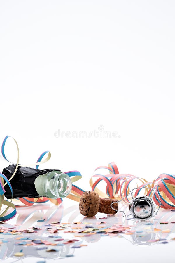Champagne Bottle with Streamers Stock Image - Image of drink ...