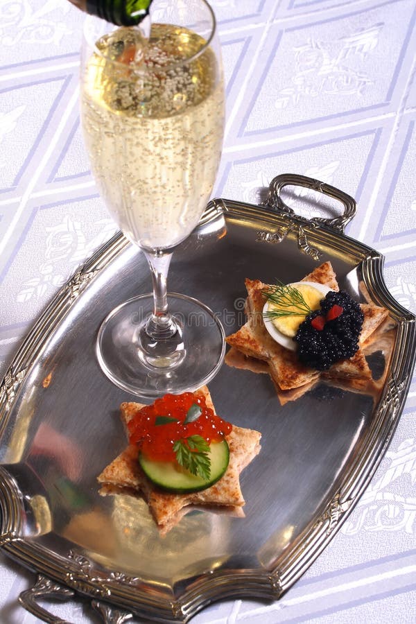 Champagne and Caviar Canape Stock Image - Image of occasion ...