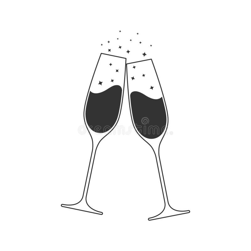 Clink Glasses Champagne Graphic Icon Stock Vector Illustration Of