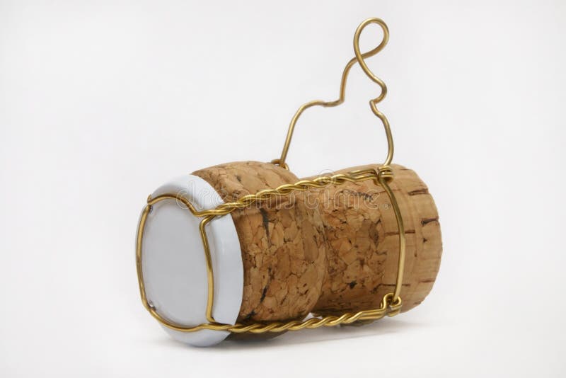 Champagne Cork and Wire Cage Side View Against a White Stock Image ...